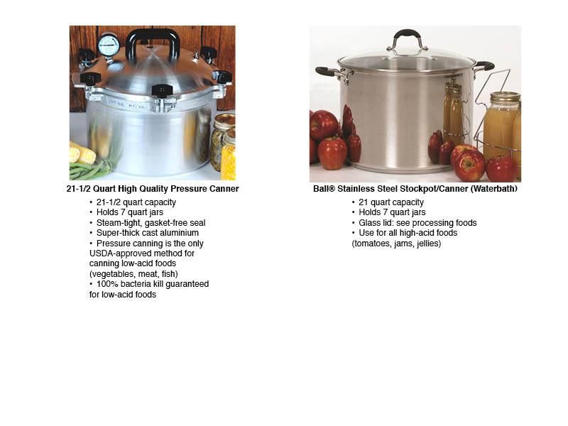 At A Glance: Pressure Canners, Water Bath Canners, Pressure Cookers ...